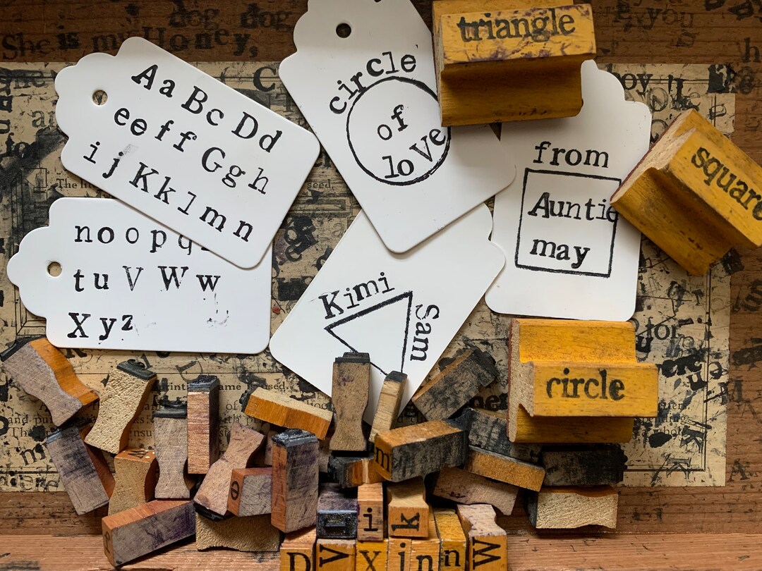 Vintage Wood Stamp Alphabet Set ABC Number Lettering Stamps for ...