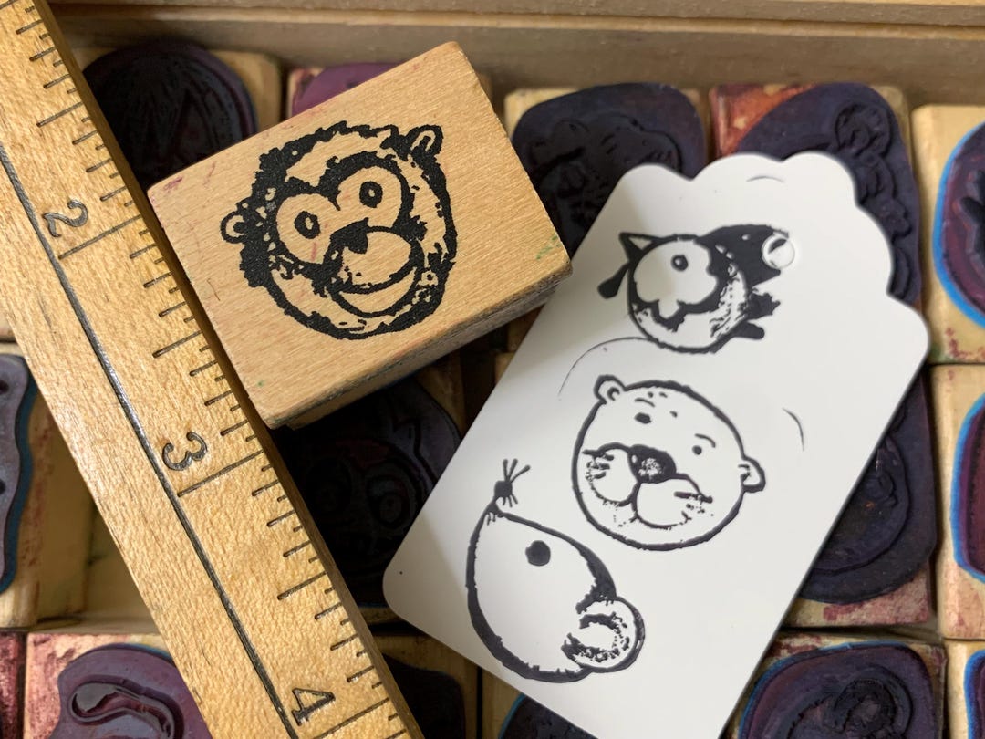 Vintage Farm Animal Stamp Wood Handled Rubber Stamp Craft Gift Card ...
