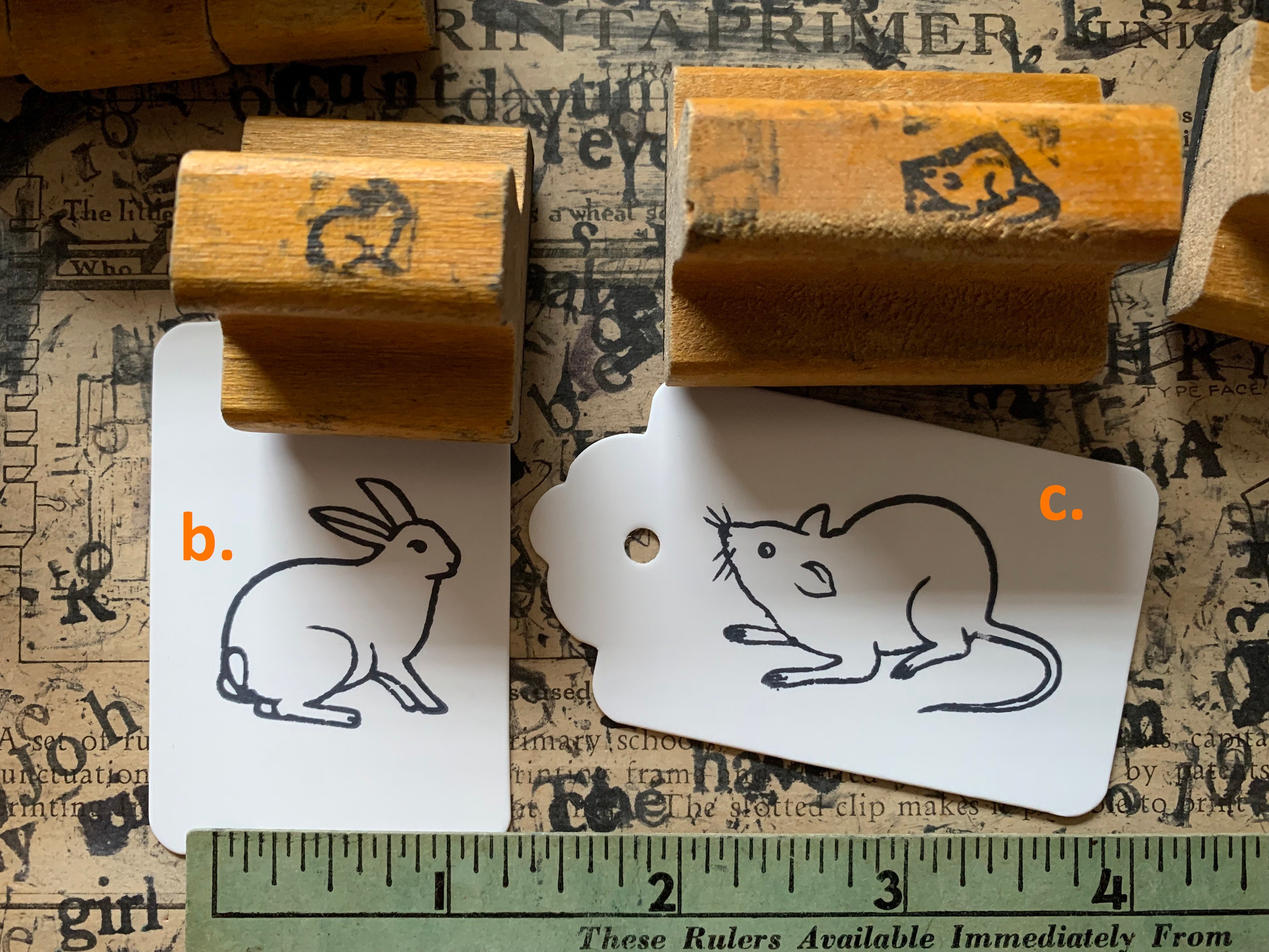 Vintage Farm Animal Stamp Wood Handled Rubber Stamp Craft Gift Card ...