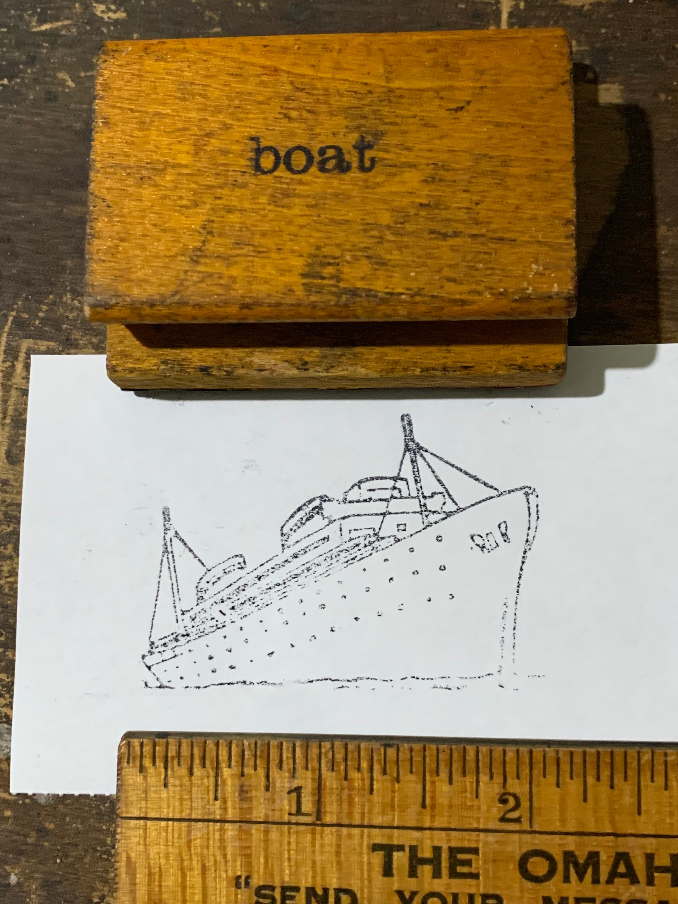 Vintage Boat Stamp Wood Handled Rubber Stamp Card Making Bullet Journal ...