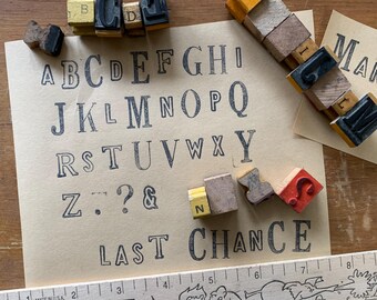 Vintage Wood Stamp Alphabet Set ABC Number Lettering Stamps for ...
