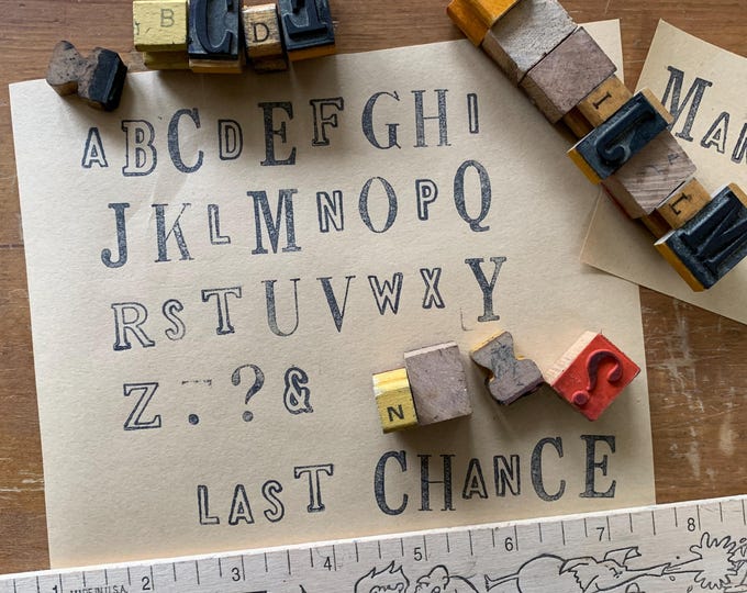 Vintage Wood Stamp Alphabet Set ABC Number Lettering Stamps for ...