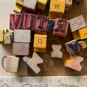 Vintage Wood Stamp Alphabet Set ABC Number Lettering Stamps for ...