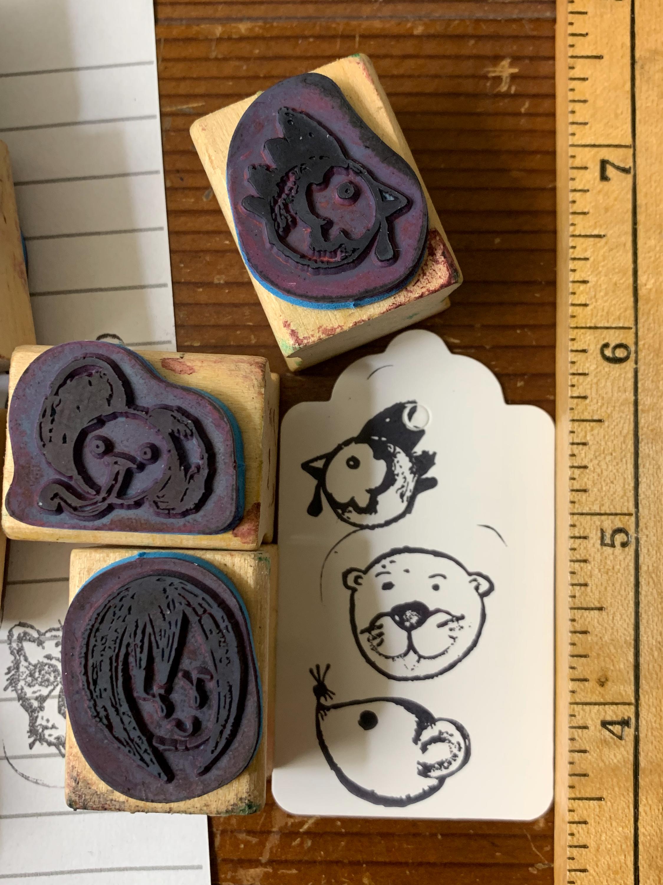 Vintage Farm Animal Stamp Wood Handled Rubber Stamp Craft Gift Card ...