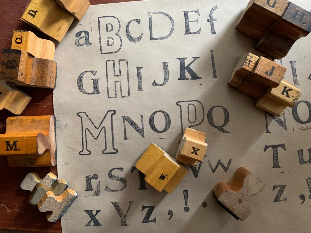 Vintage Wood Stamp Alphabet Set ABC Number Lettering Stamps for ...