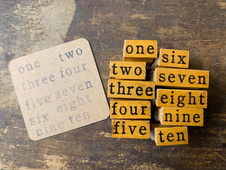 Vintage Number Wood Stamp Math Stamps for Homeschool Dollar Sign ...