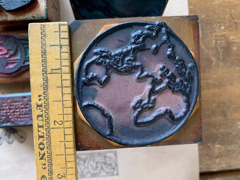 Vintage Earth Wood Rubber Stamp Geography World Wood Stamp Map Wood ...
