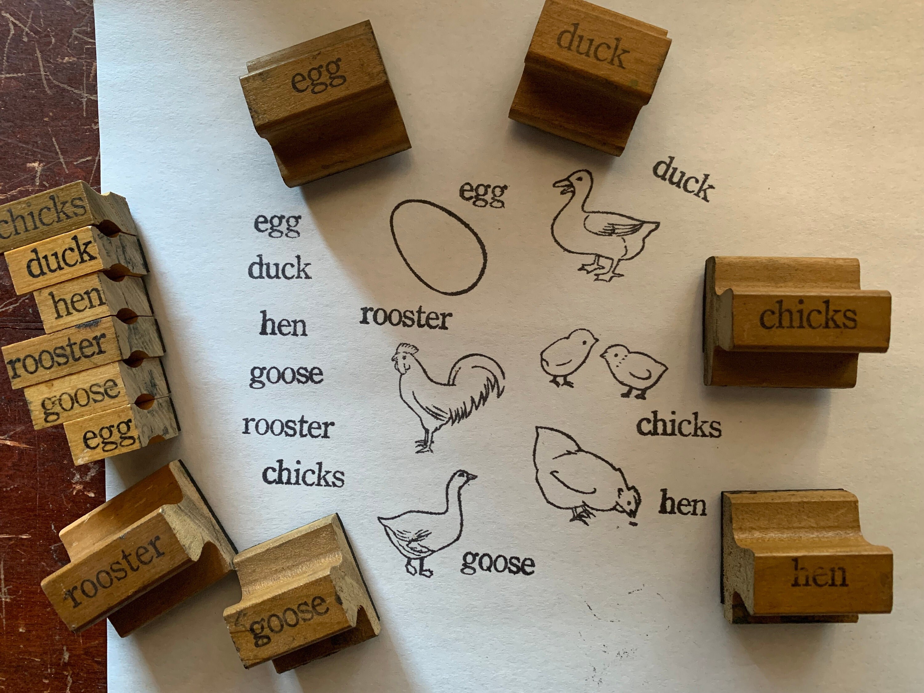 Vintage Farm Animal Stamp Wood Handled Rubber Stamp for Card Making ...