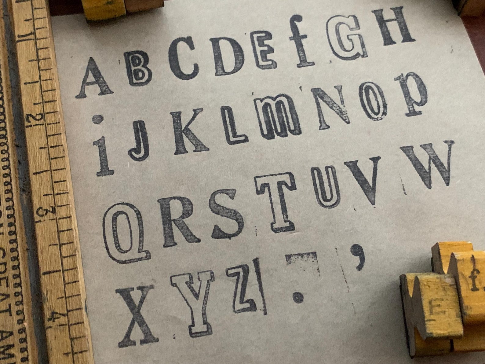 Vintage Wood Stamp Alphabet Set ABC Number Lettering Stamps for ...