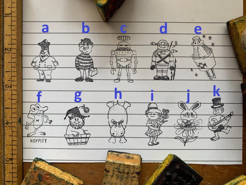 Vintage Character Rubber Stamps Animal Wood Stamp Cartoon Stamps ...