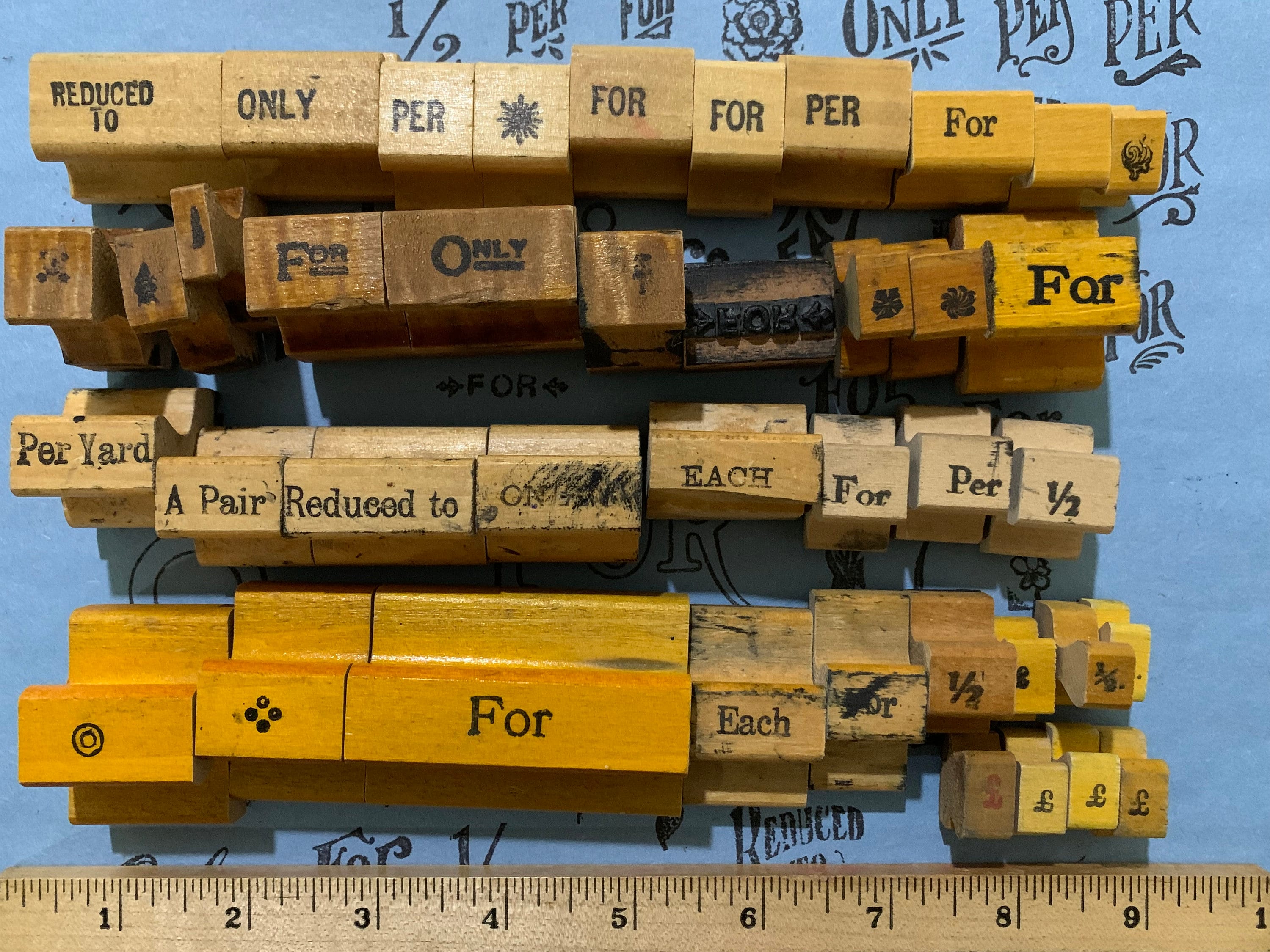Vintage Wood Stamp Pointing Finger Flower Only Symbols Stamps for Craft ...