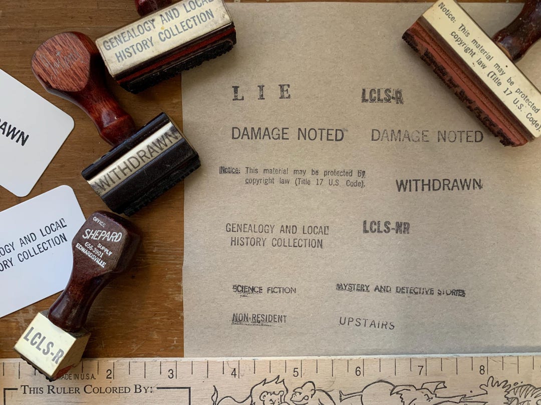 Vintage Wood Stamp Vintage Library Stamp Store Stamp Commercial Wood ...