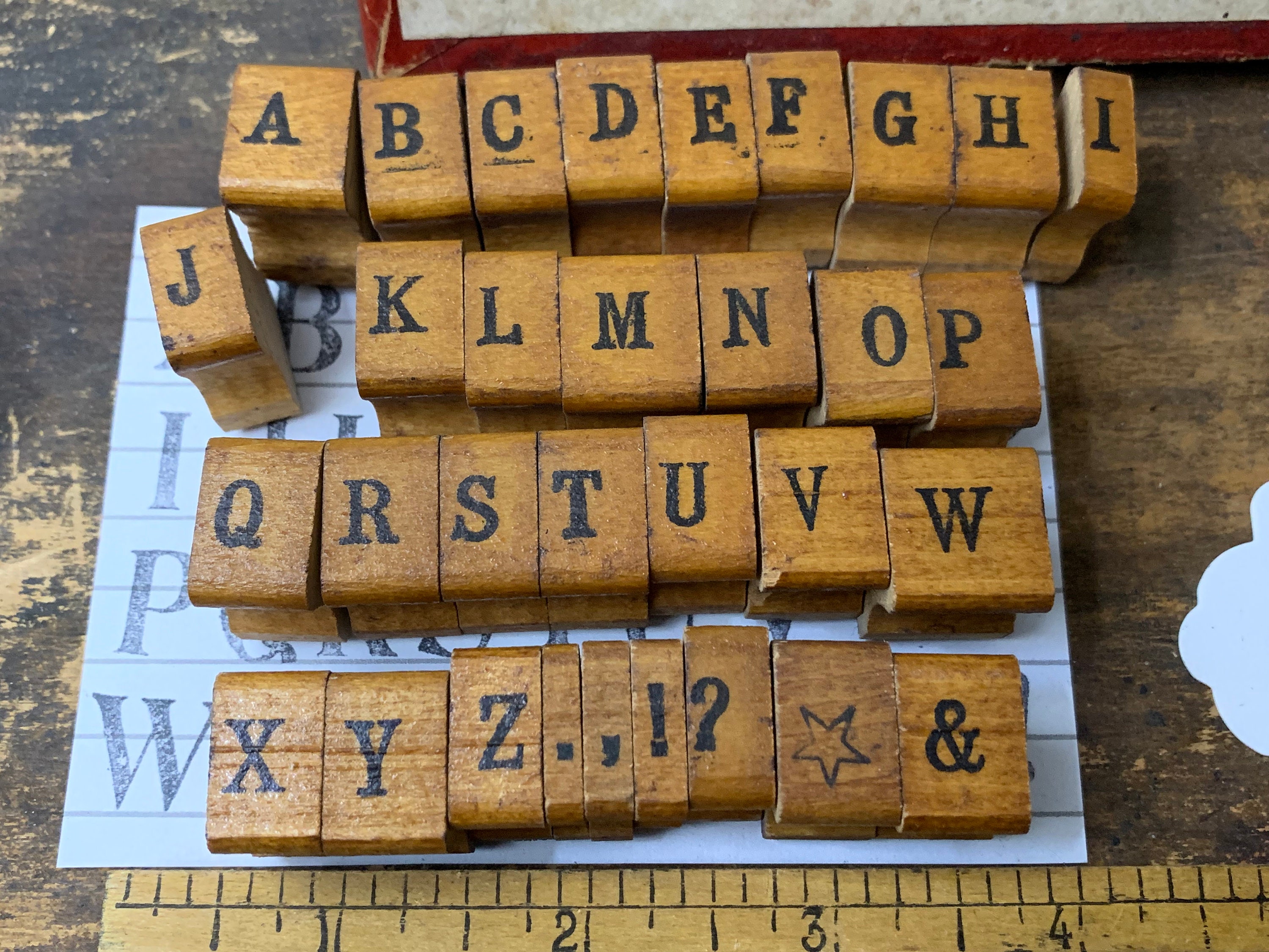 Vintage Wood Stamp Alphabet Set Stamps for Craft Scrapbooking Bullet ...