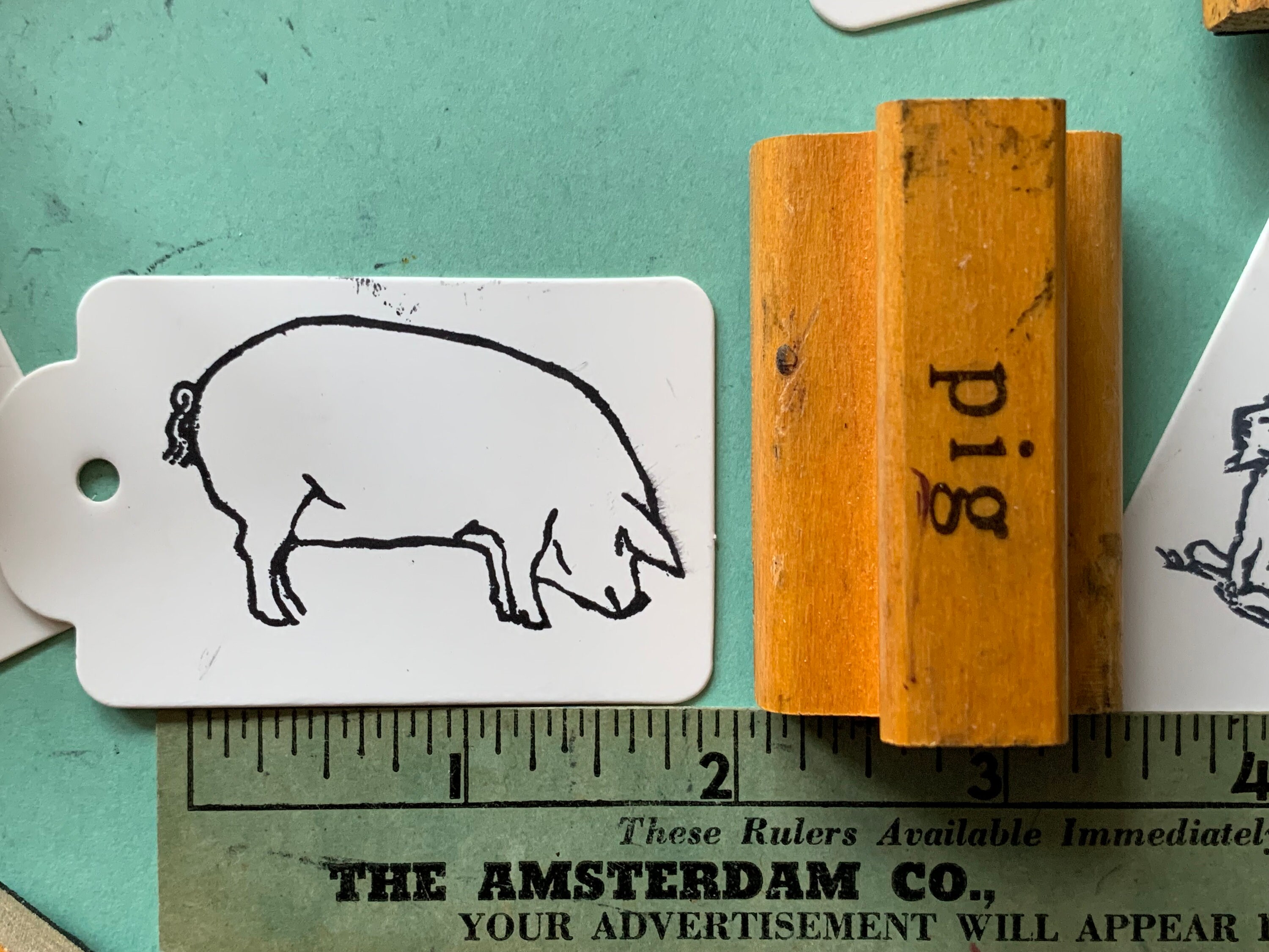 Vintage Farm Animal Stamp Wood Handled Rubber Stamp Craft Gift Card ...