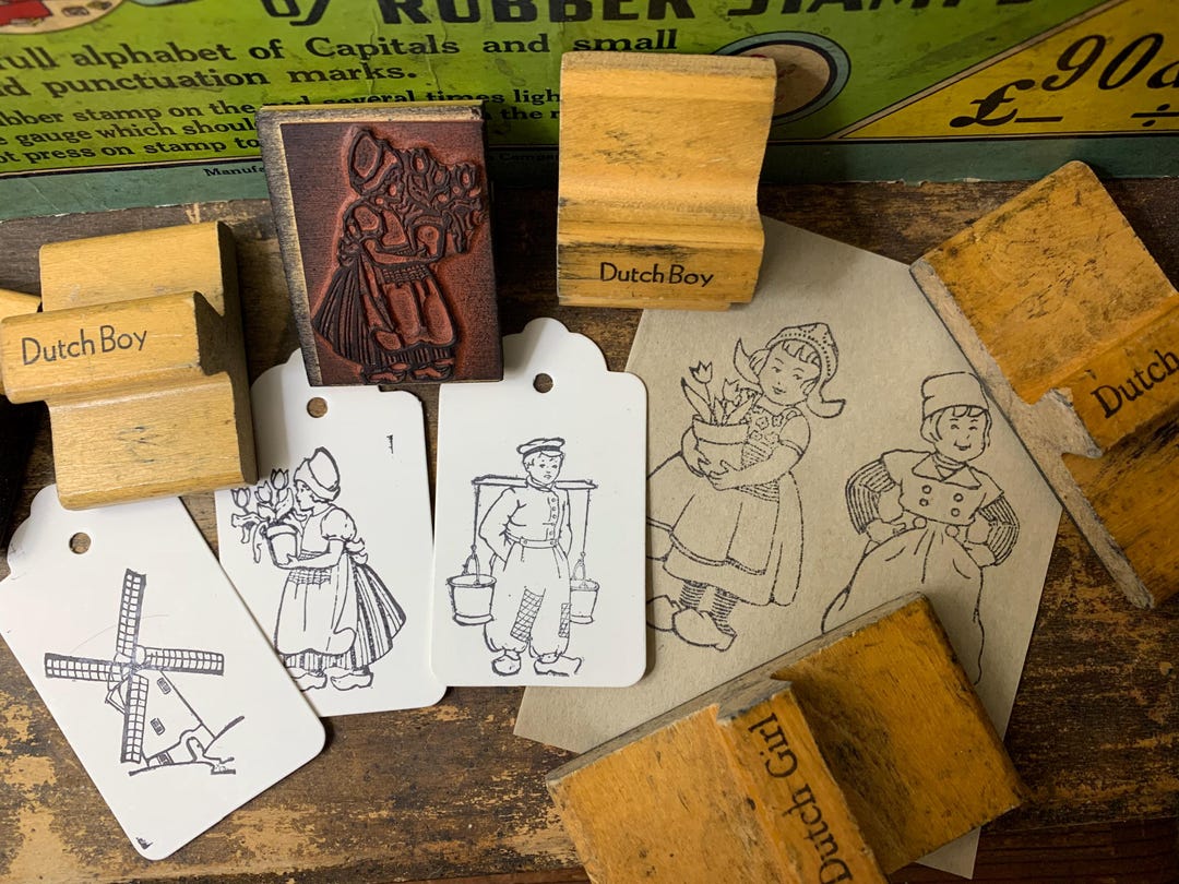 Vintage Wind Mill Stamp Wood Handled Rubber Stamp Craft Gift Card ...