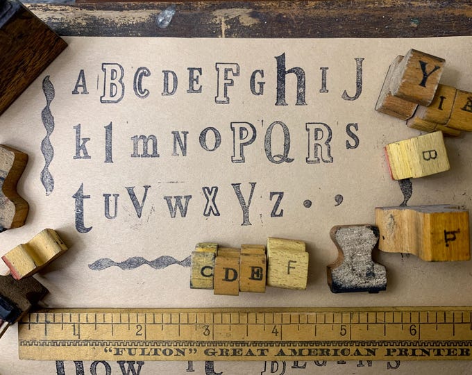 Vintage Wood Stamp Alphabet Set ABC Number Lettering Stamps for ...