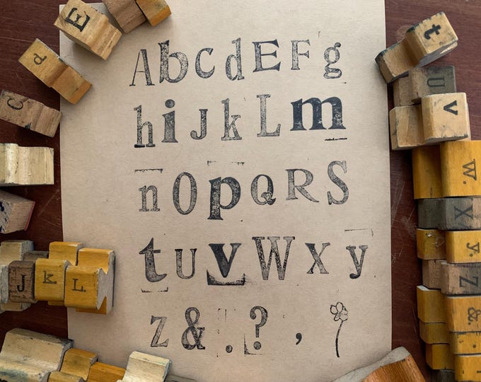 Vintage Wood Stamp Alphabet Set ABC Number Lettering Stamps for ...