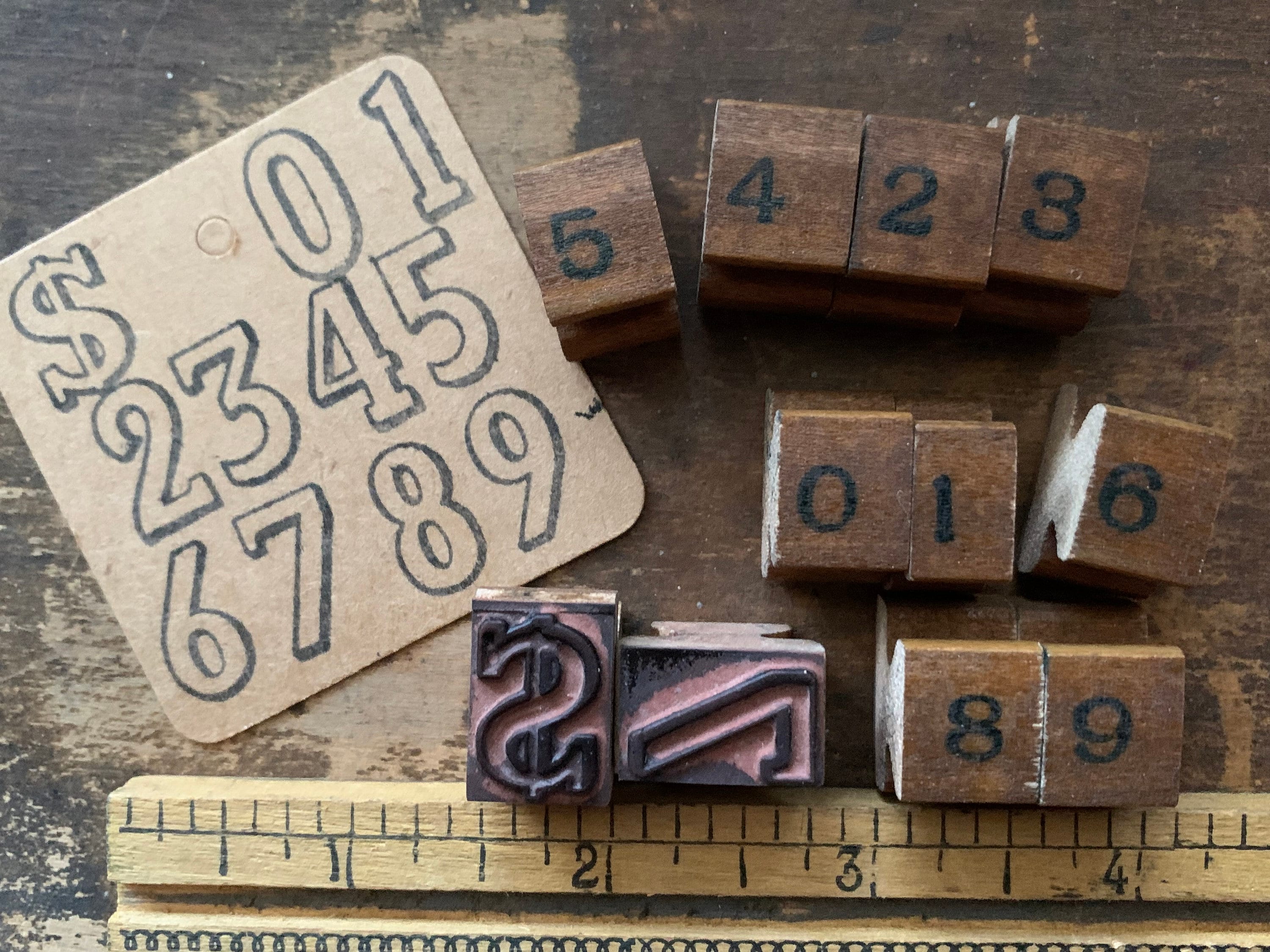Vintage Wood Stamp Alphabet Set ABC Number Lettering Stamps for Craft ...