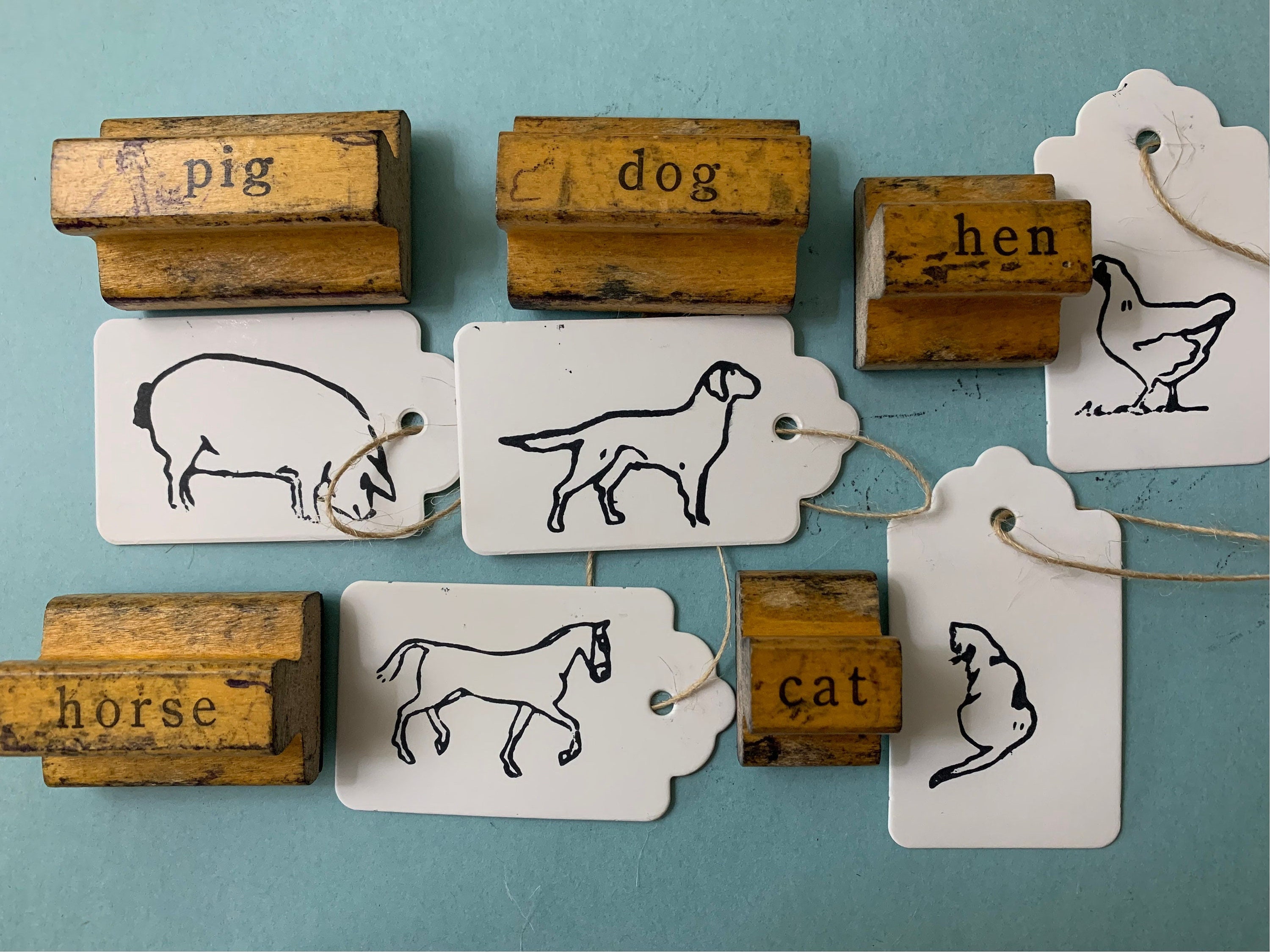 Vintage Farm Animal Stamp Wood Handled Rubber Stamp Craft Gift - Etsy