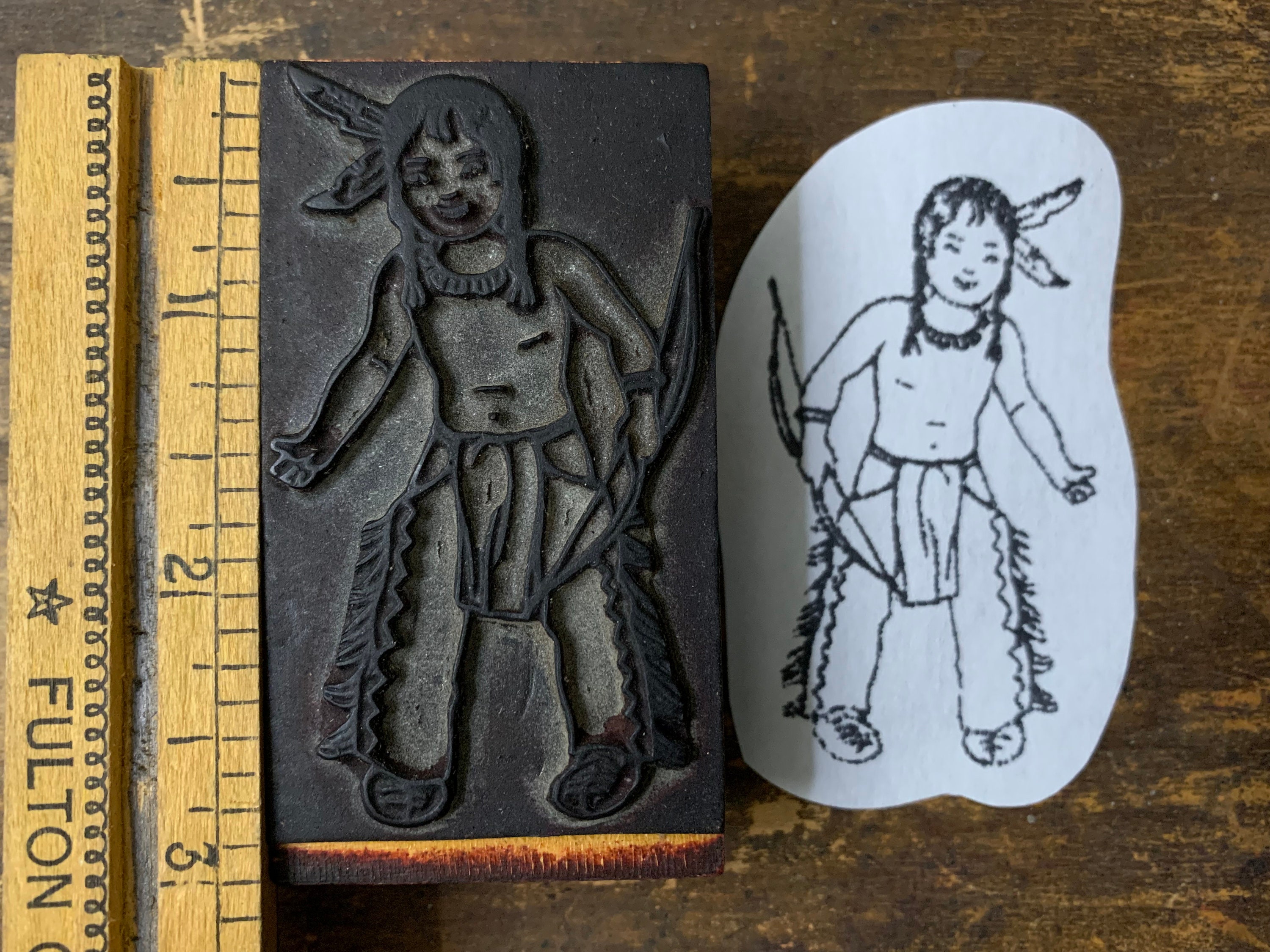 Vintage Wood People Stamp Wood Handled Rubber Stamp Indian Stamp for ...