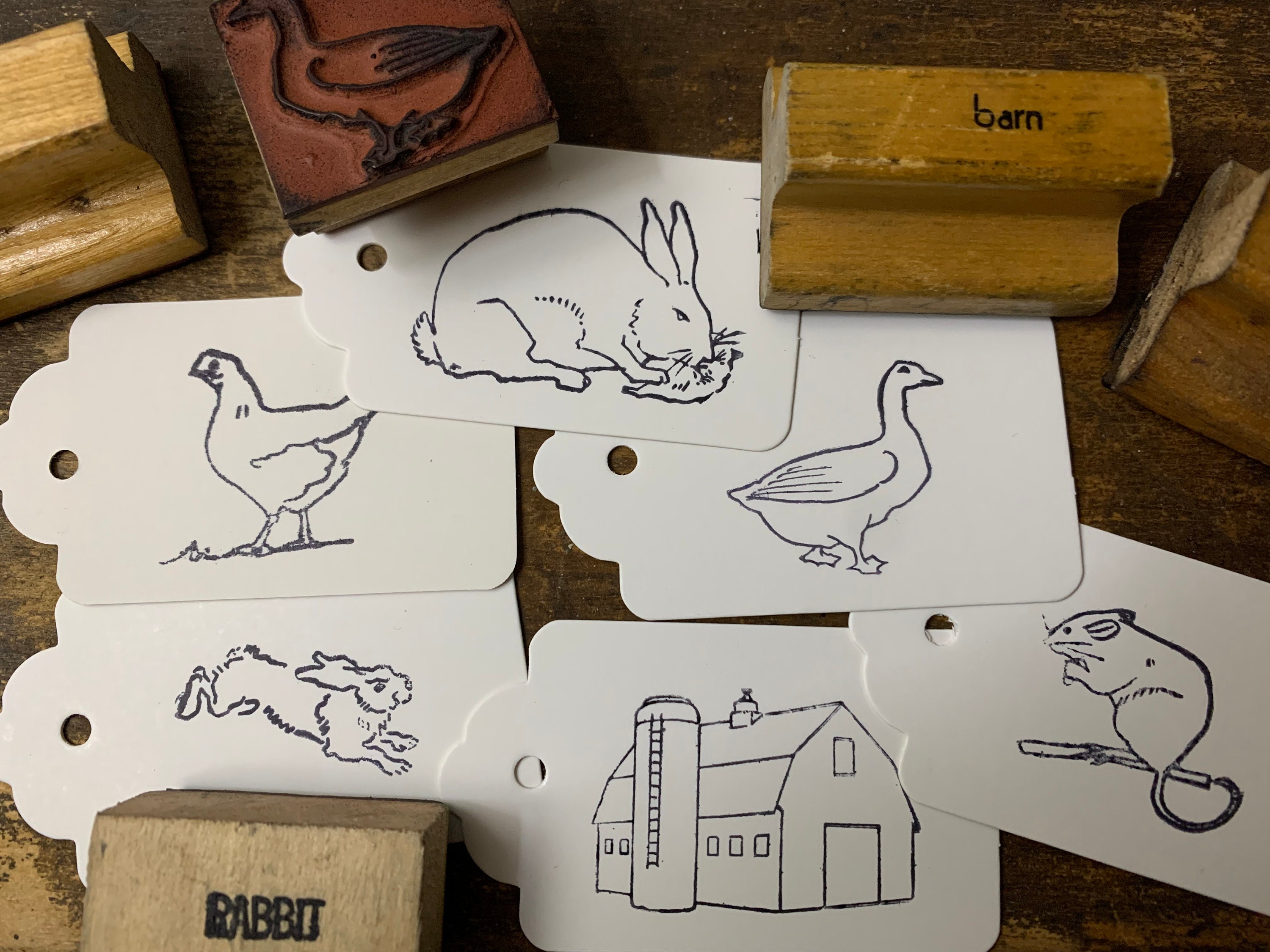Vintage Farm Animal Stamp Wood Handled Rubber Stamp Craft Gift Card ...