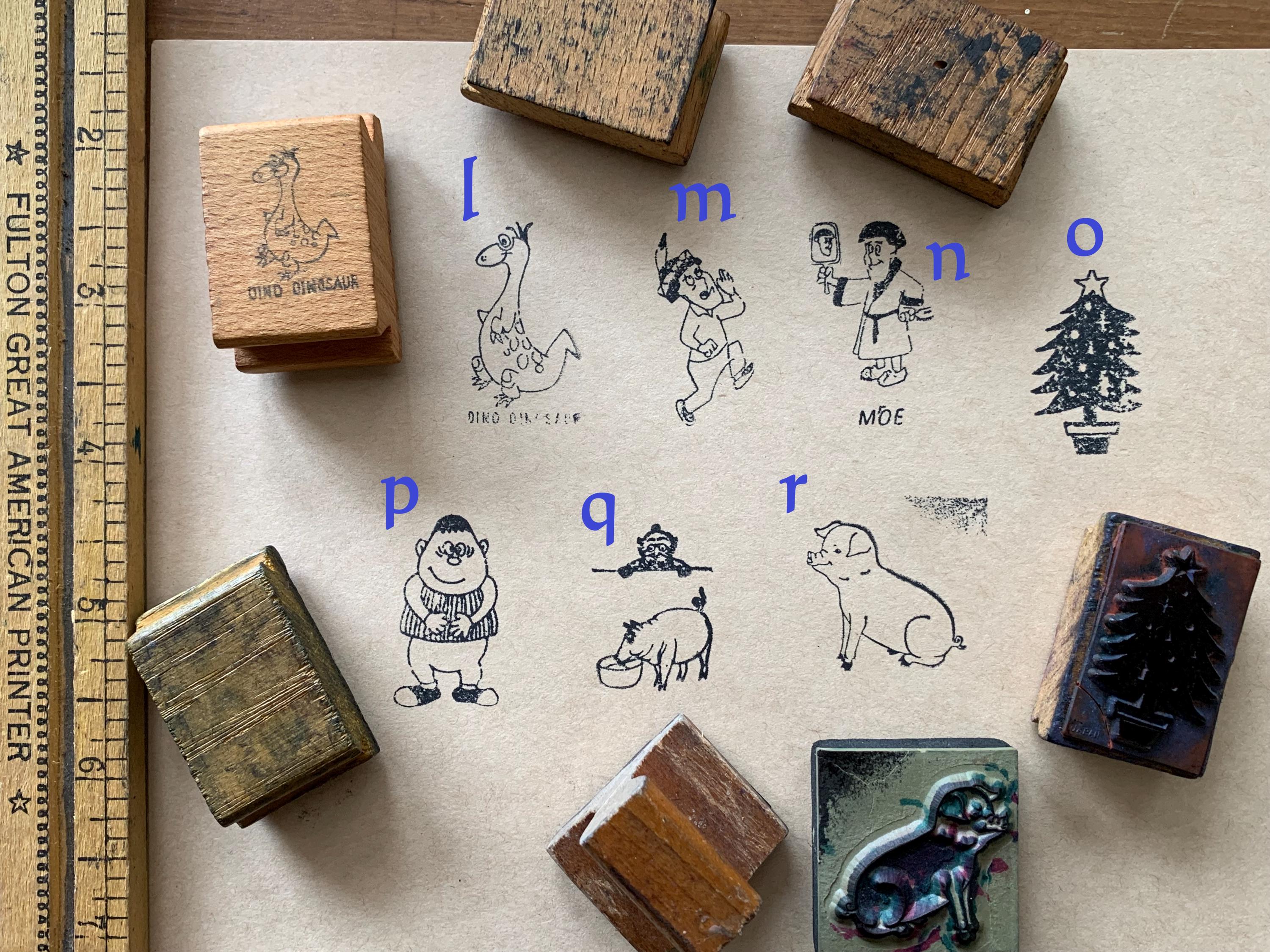 Vintage Character Rubber Stamps Animal Wood Stamp Cartoon Stamps ...
