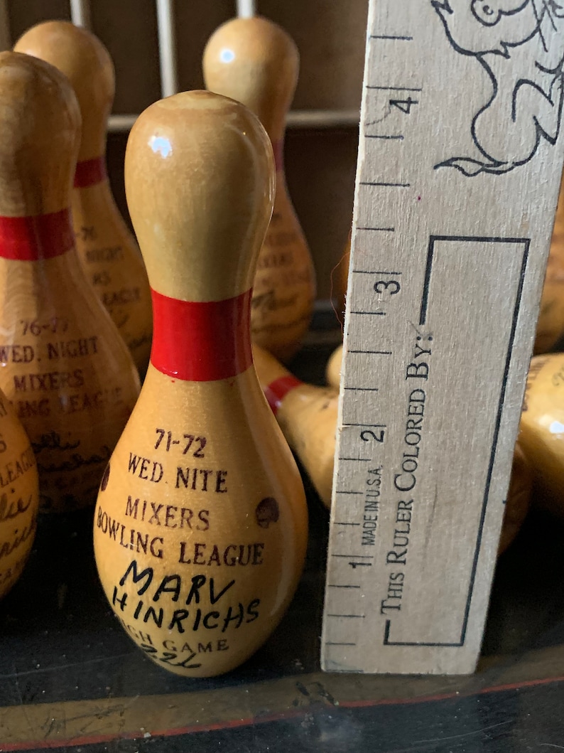 Vintage Bowling Pin Awards Trophies Vintage Wooden Bowling Pins Old ...