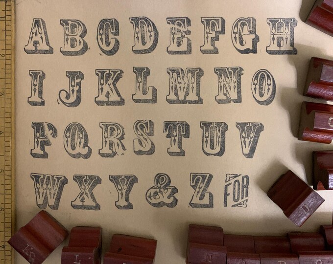 Vintage Wood Stamp Alphabet Set ABC Number Lettering Stamps for Craft ...