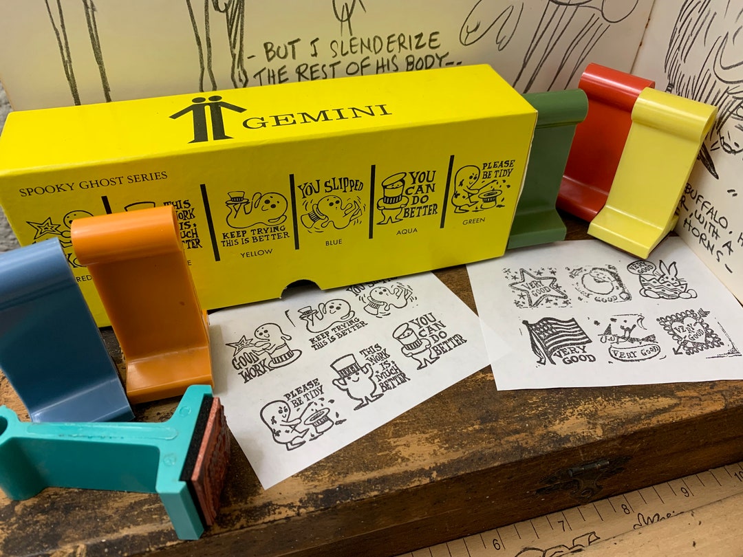 Vintage Teacher Grading Stamps Good Work Stamp Very Good Stamp You ...