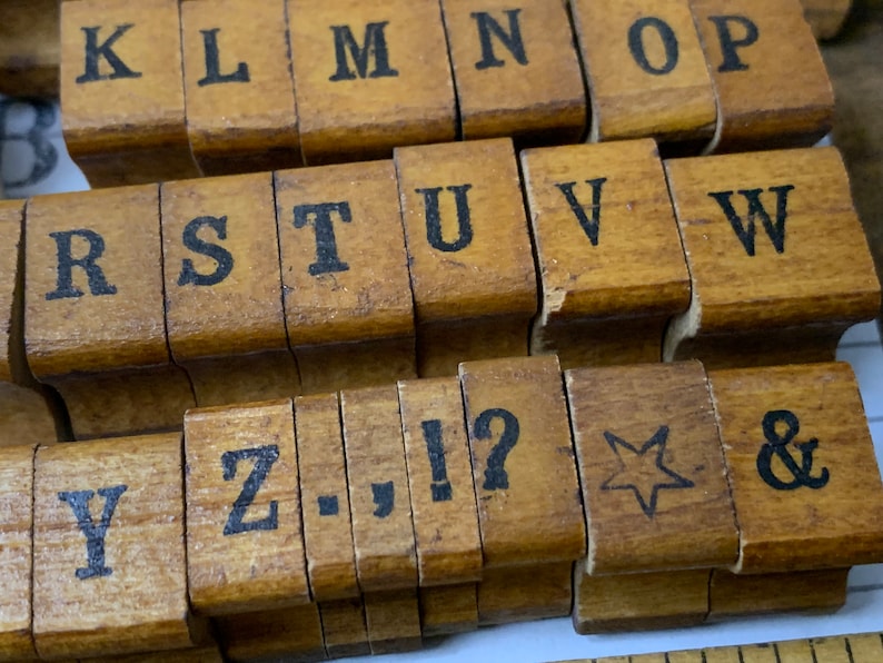 Vintage Wood Stamp Alphabet Set Stamps for Craft Scrapbooking Bullet ...