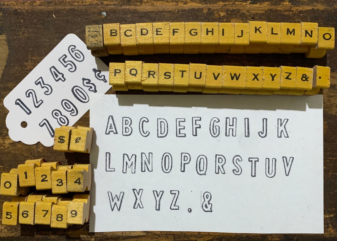 Vintage Wood Stamp Alphabet Set ABC Number Lettering Stamps for Craft ...