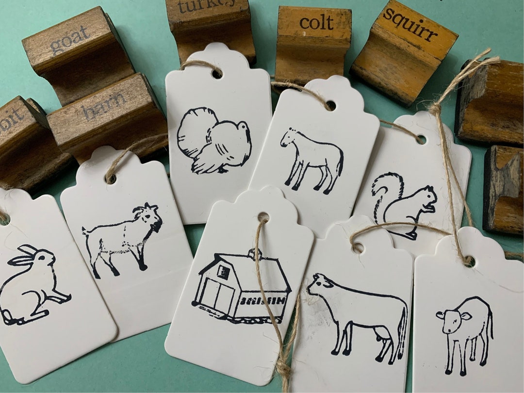 Vintage Farm Animal Stamp Wood Handled Rubber Stamp Craft Card - Etsy
