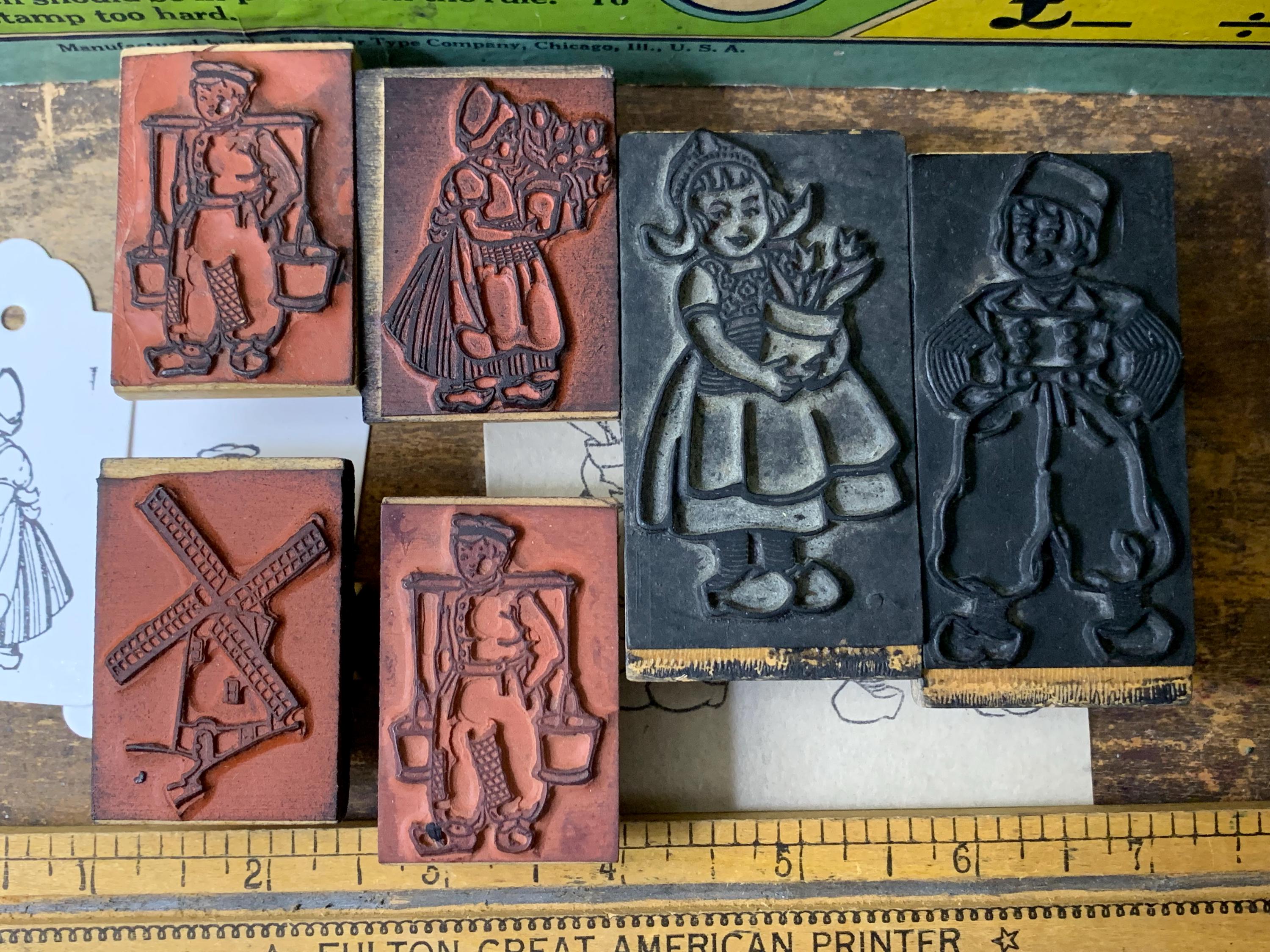 Vintage Wind Mill Stamp Wood Handled Rubber Stamp Craft Gift Card ...