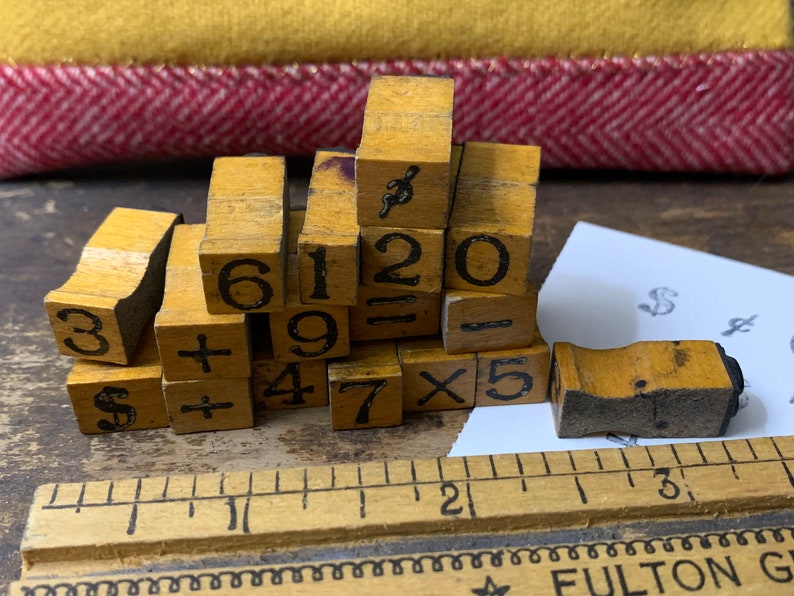 Vintage Math Wood Stamp Math Symbol Stamps for Homeschool Dollar Sign ...