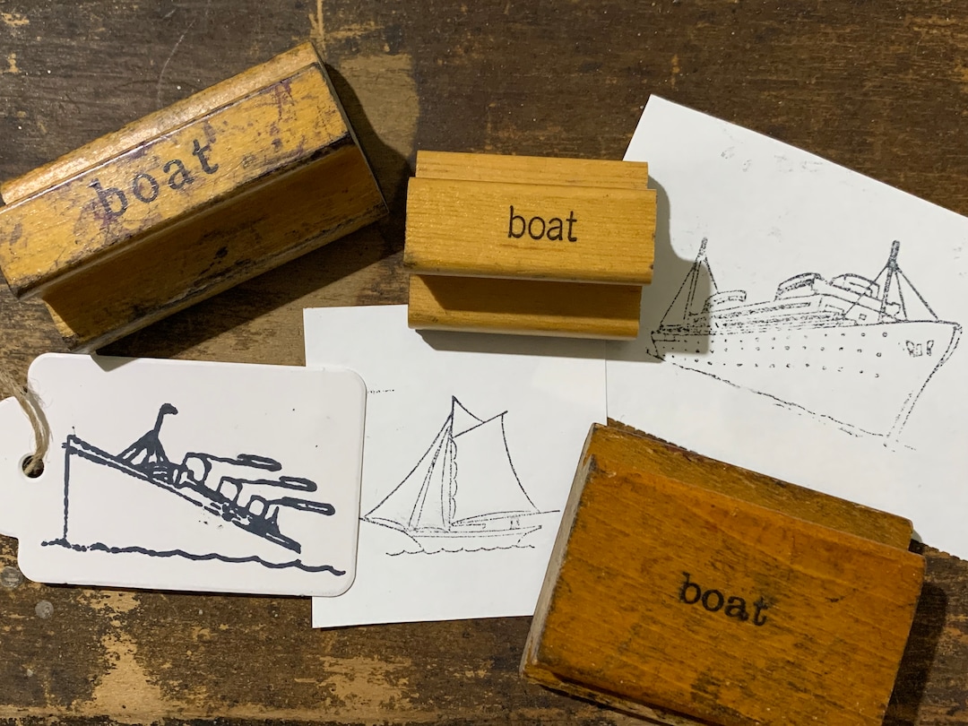 Vintage Boat Stamp Wood Handled Rubber Stamp Card Making Bullet Journal ...