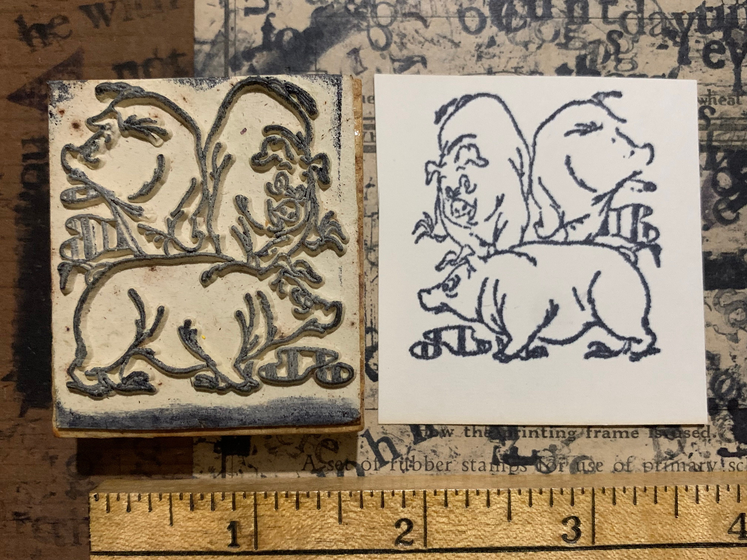 Vintage Children Stamp for Homeschooling Wood Handled Rubber Stamp ...