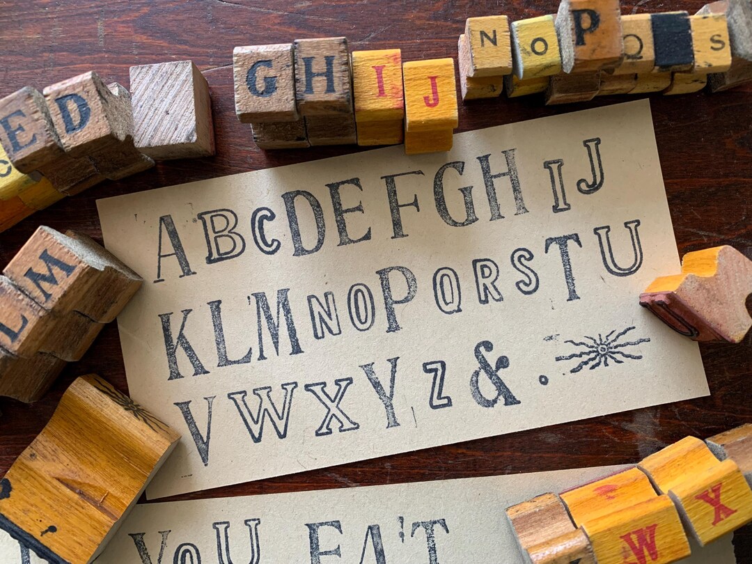 Vintage Wood Stamp Alphabet Set ABC Number Lettering Stamps for ...