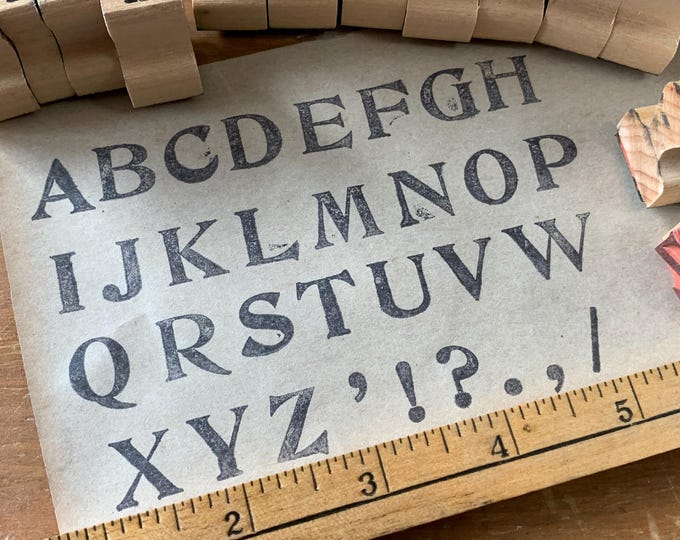 Vintage Wood Stamp Alphabet Set ABC Number Lettering Stamps for Craft ...