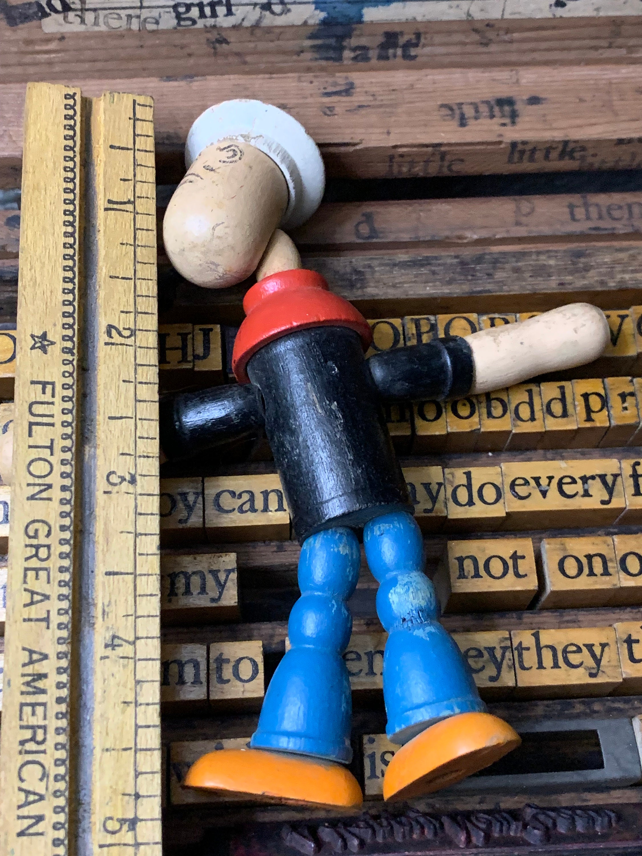 Vintage Popeye the Sailer Man Wood Popeye Toy Vintage Cartoon Character ...