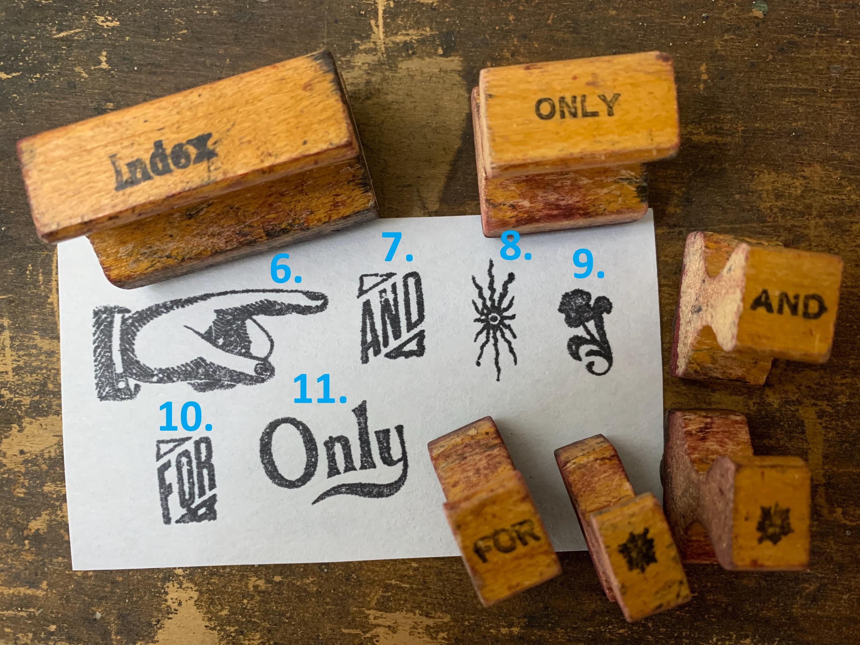 Vintage Wood Stamp Pointing Finger Flower Only Symbols Stamps for Craft ...