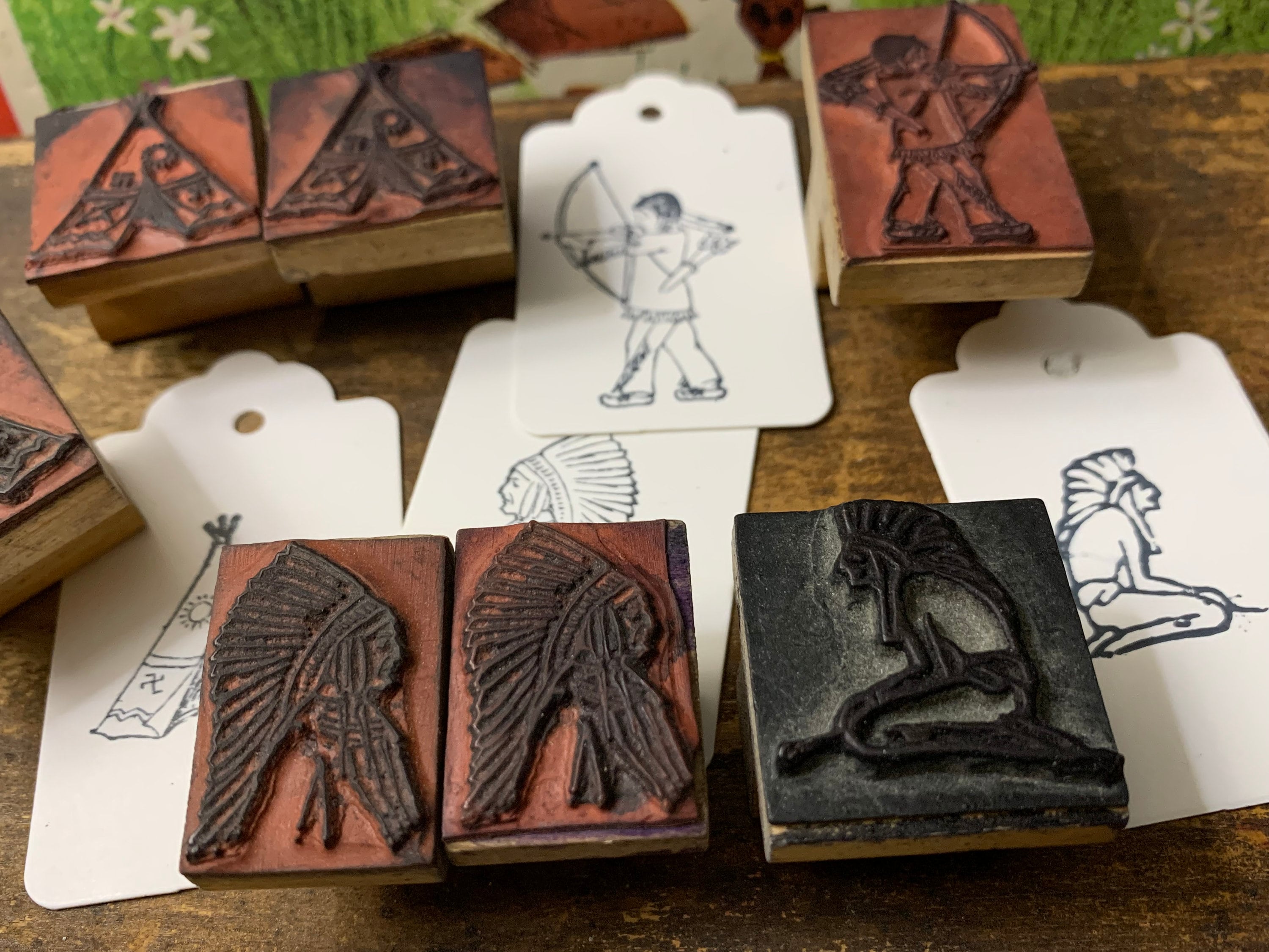 Vintage Wood People Stamp Wood Handled Rubber Stamp Indian Stamp for ...
