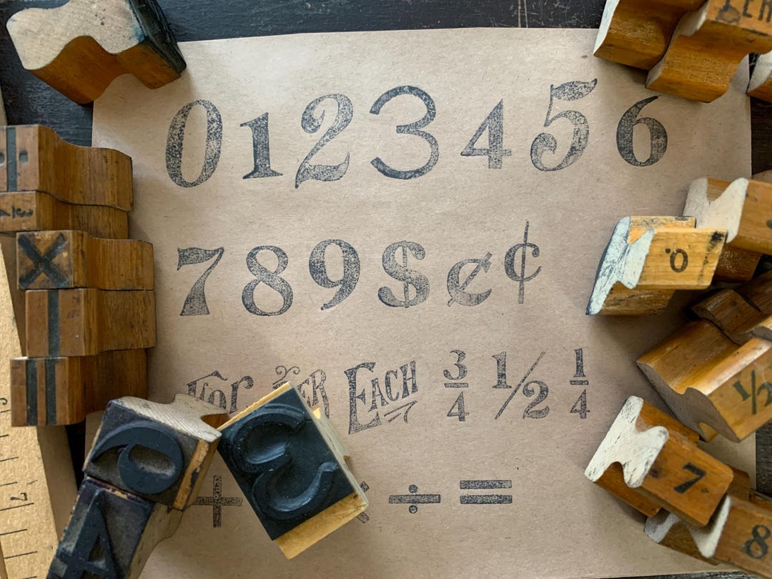 Vintage Wood Stamp Alphabet Set ABC Number Lettering Stamps for ...