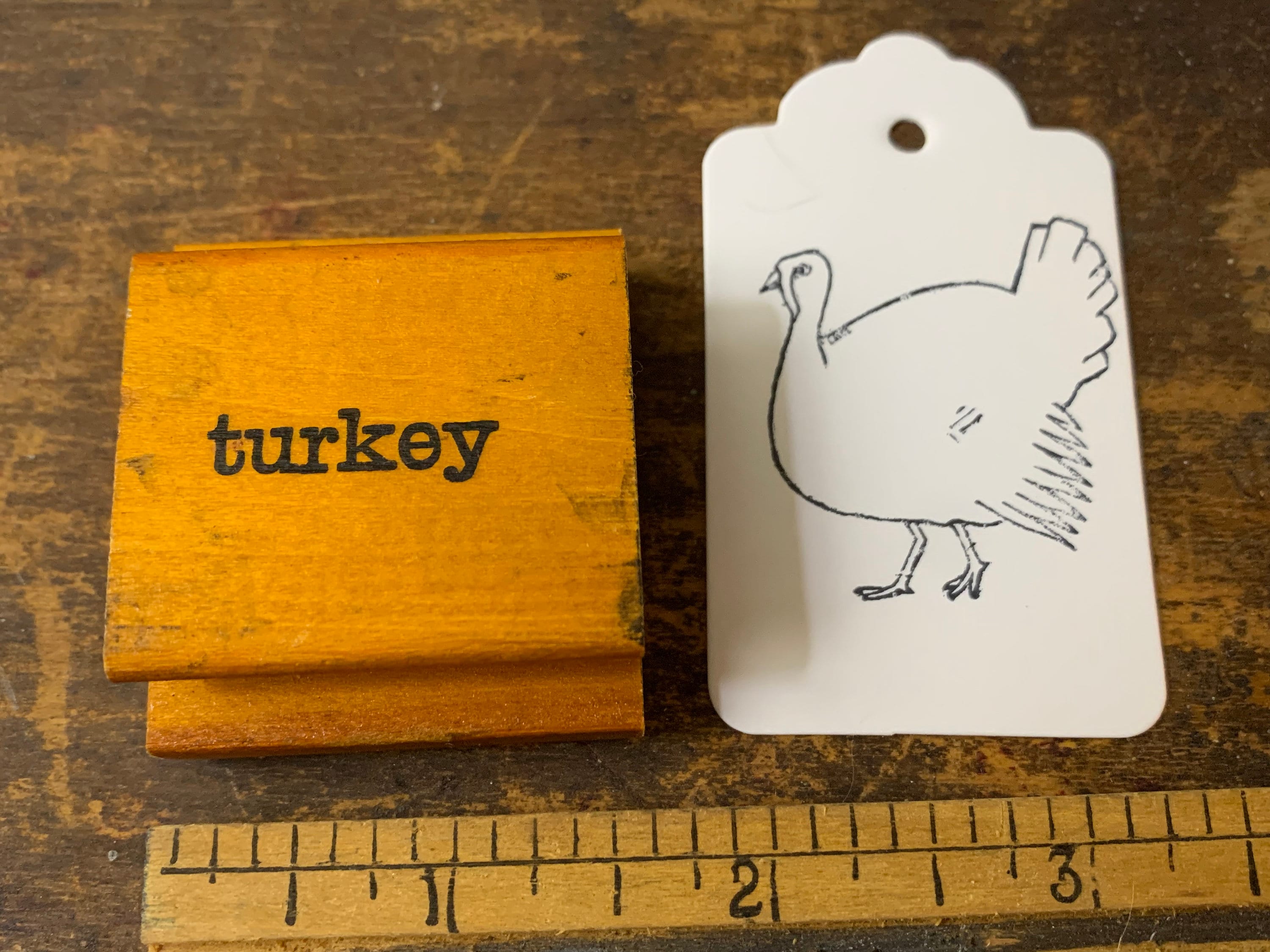 Vintage Turkey Stamp Vintage Wood Turkey Rubber Stamp for Thanksgiving ...