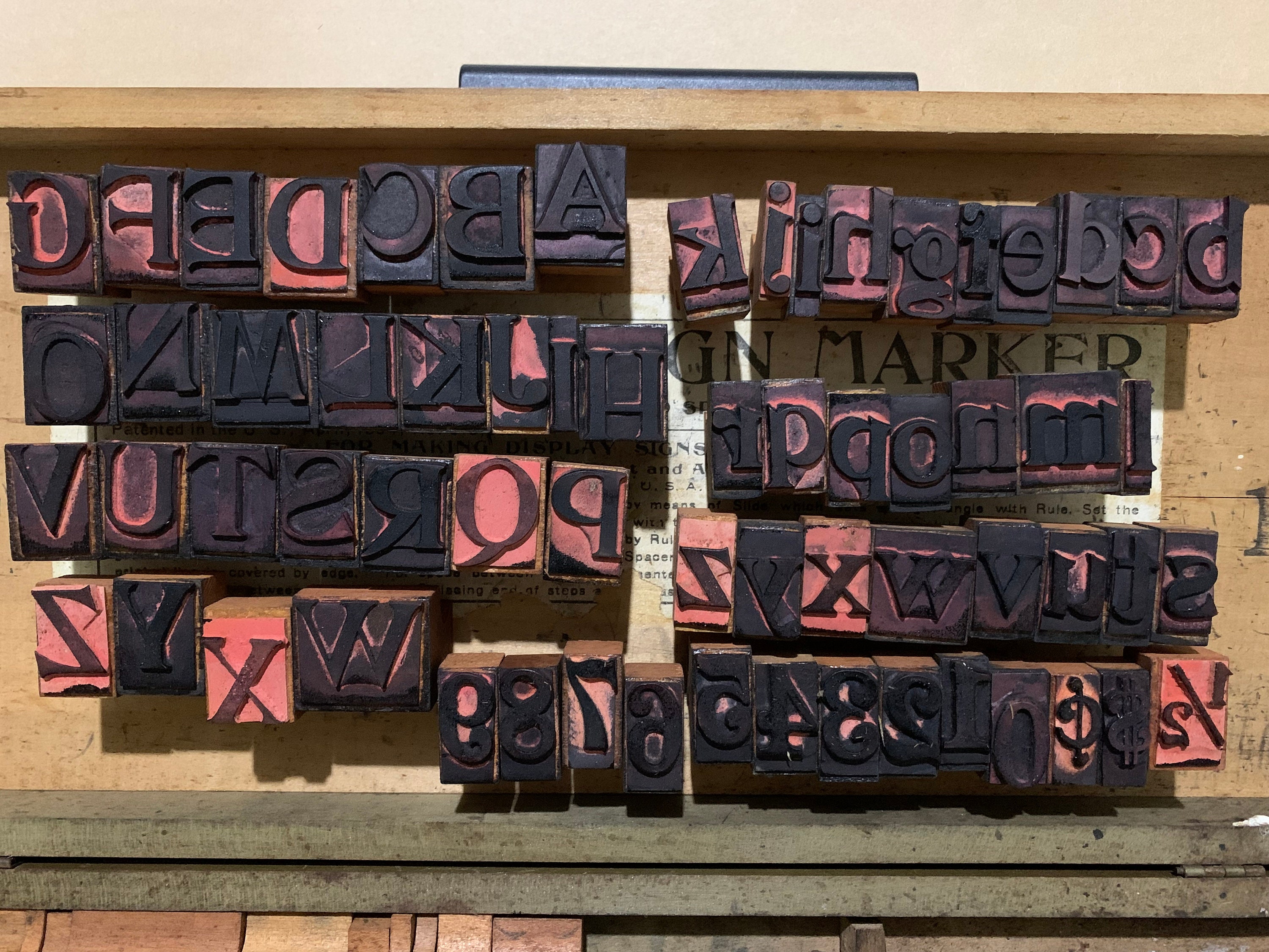 Vintage Wood Stamp Alphabet Set ABC Number Lettering Stamps for Craft ...