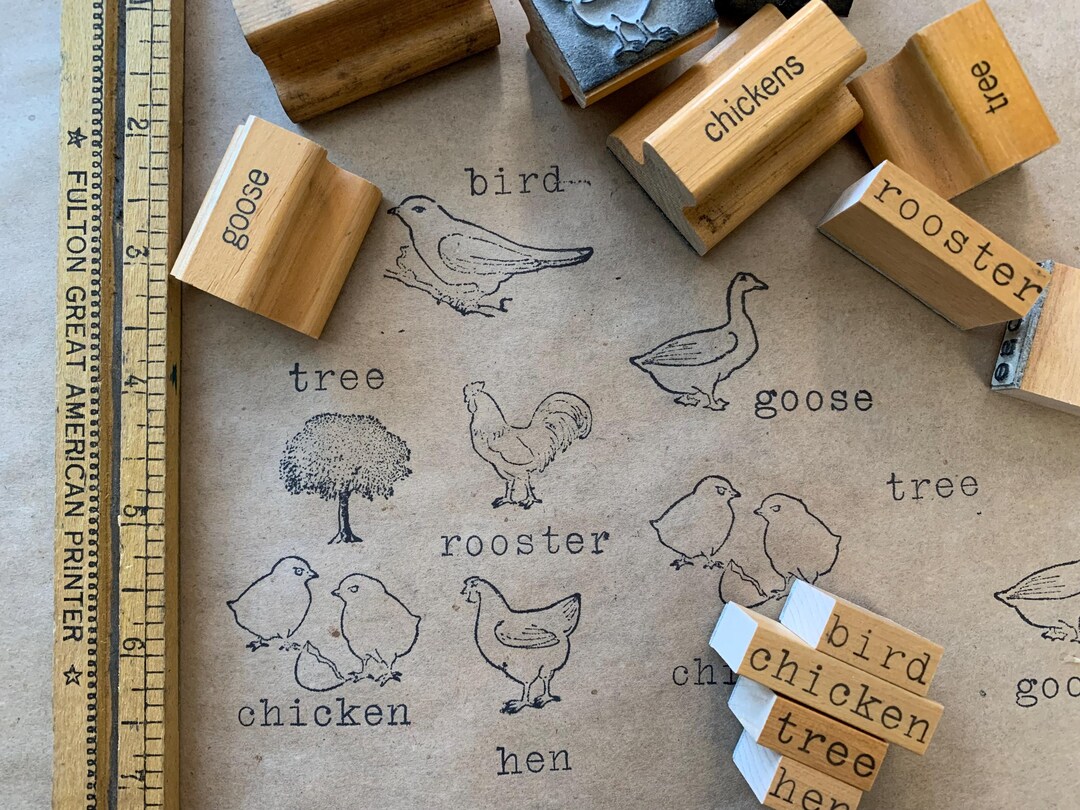 Vintage Farm Animal Stamp Wood Handled Rubber Stamp for Card Making ...