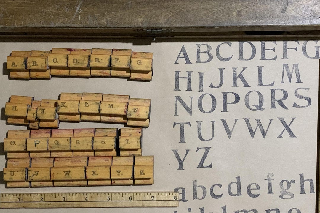 Vintage Wood Stamp Alphabet Set ABC Number Lettering Stamps for Craft ...
