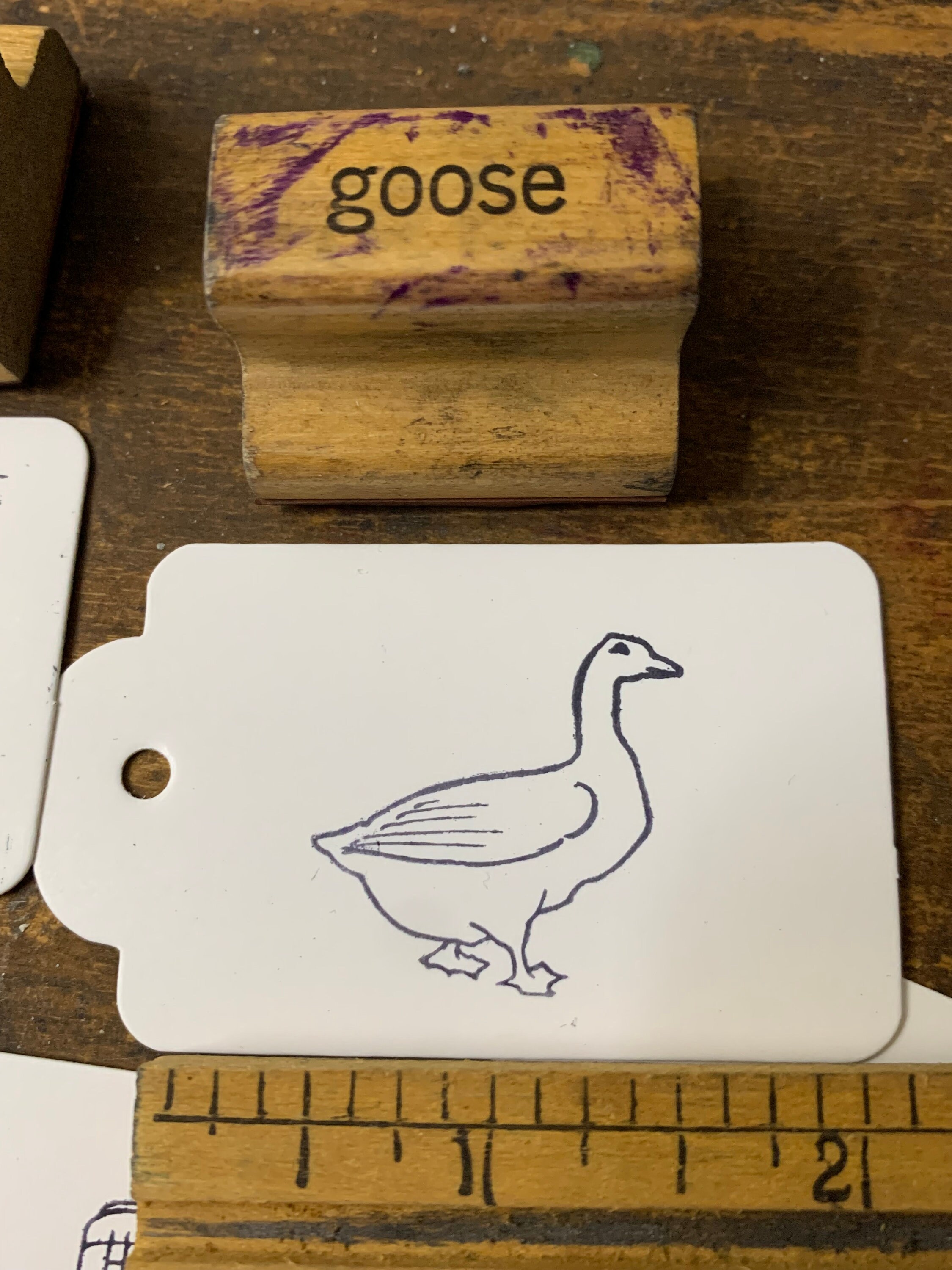 Vintage Farm Animal Stamp Wood Handled Rubber Stamp Craft Gift Card ...