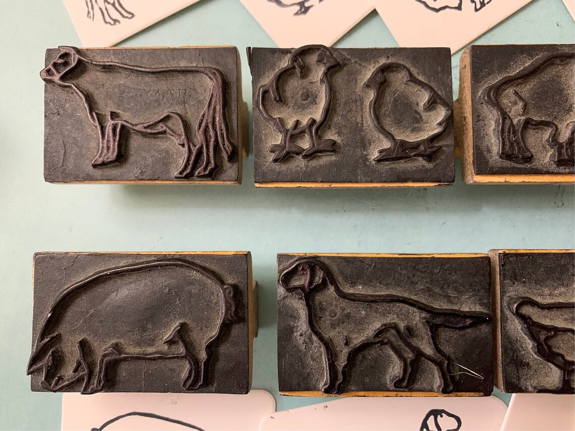 Vintage Farm Animal Stamp Wood Handled Rubber Stamp Craft Gift - Etsy