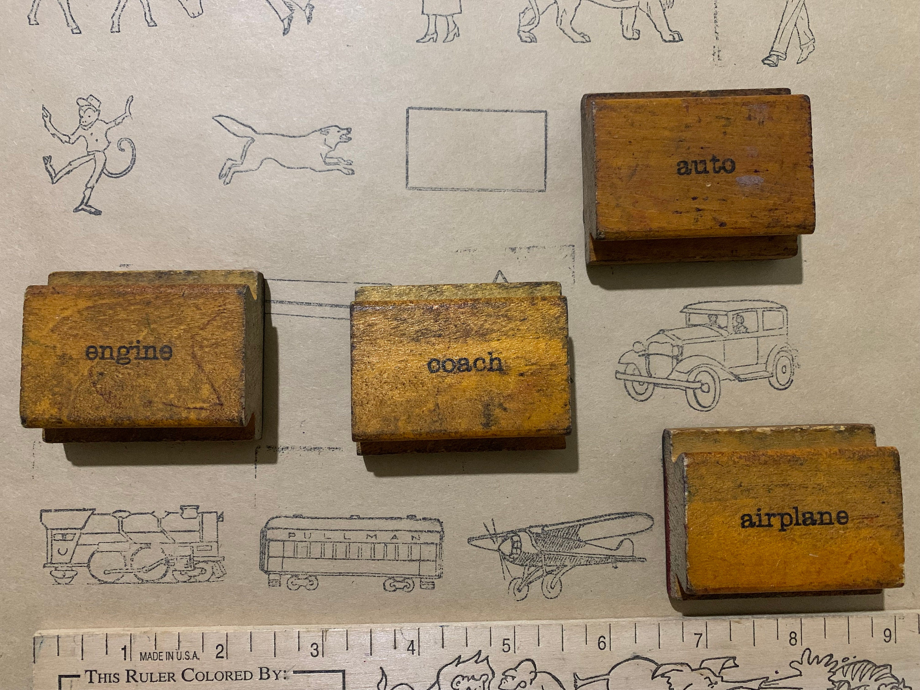 Vintage Farm Animal Stamp Wood Handled Rubber Stamp Craft Gift Card ...