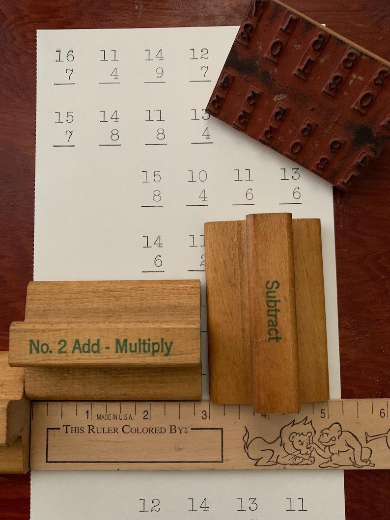 Vintage Math Rubber Stamps for Teachers and Parents Wood Rubber Stamps ...